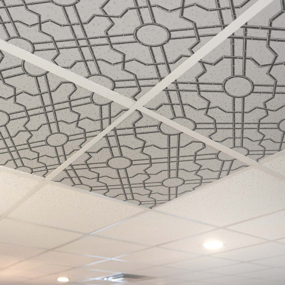 Bamboo Garden Trellis Pattern P1225 Ceiling Tile – ceilingscenes